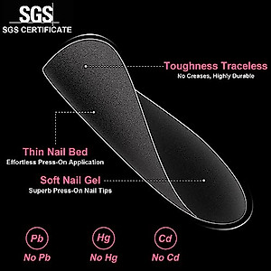 UNA GELLA Short Coffin Nail Tips - 360 PCS Double Matte Soft Gel Nail Tips in 15 Sizes, Pre-shaped Full Cover Press on Clear Acrylic False Gelly Nail Tips for DIY Nail Extensions with Gift Box