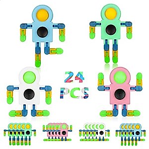 SoulLife 24 Pack Easter Basket Stuffers DIY Popper Chain Fidget Spinners Stress Relief Anxiety Reduction Fidget Toys Bulk, Birthday Return Gift Party Favors Classroom Prizes Stocking Stuffers for Kids