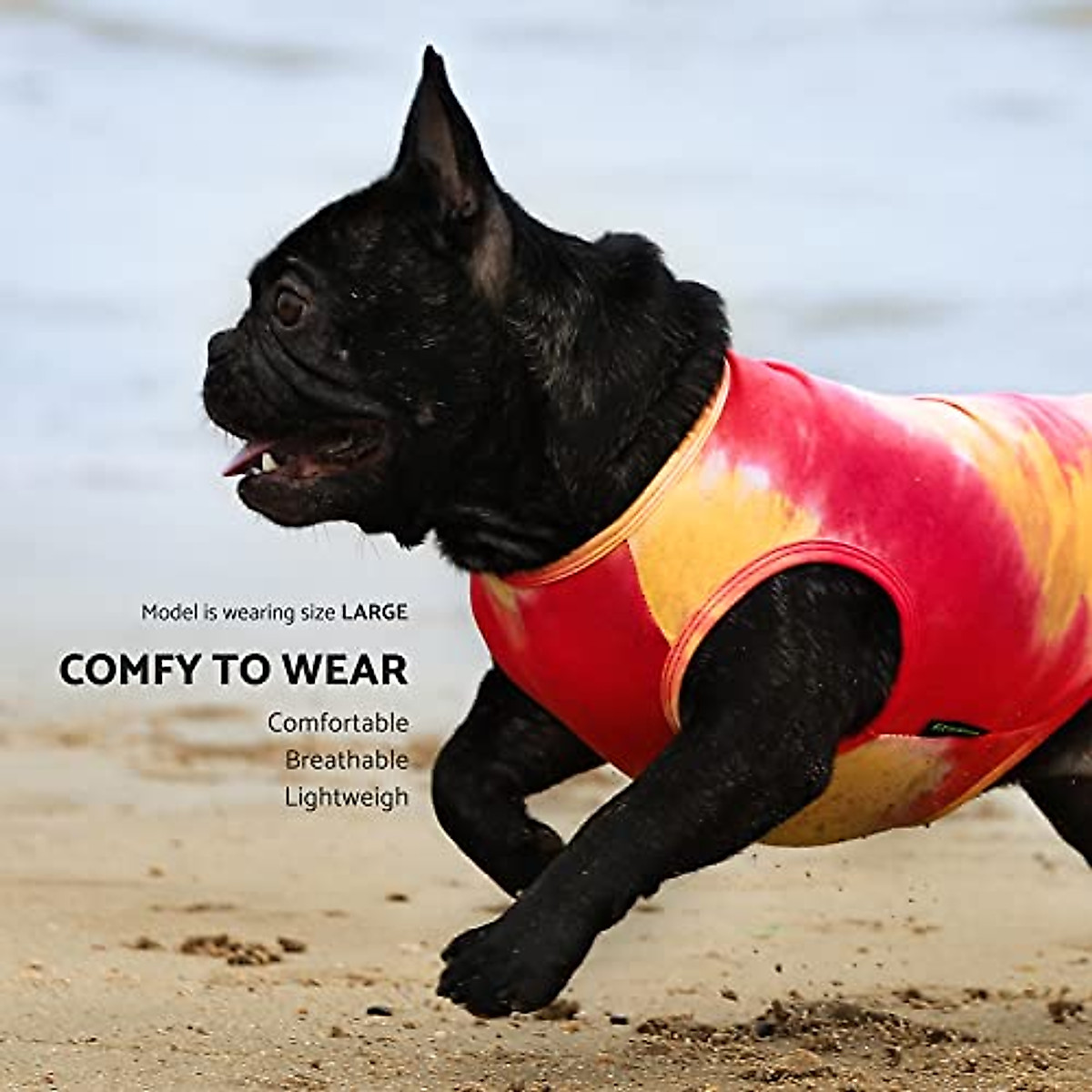 Fitwarm 2 Pack Tie Dye Dog Shirt, Summer Dog Clothes for Small Dogs Boy, Lightweight Pet Tshirt, Cat Outfit, 100% Breathable Cotton, Red, Yellow, Blue, XS