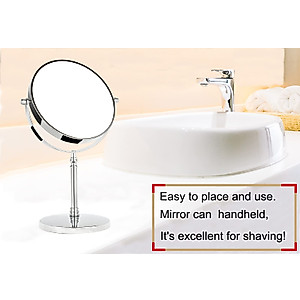TAOKEY 8Inch 10X Magnifying Mirror, Double Sided Makeup Mirror on Round Stand for Tabletop, Bedroom Vanity Desk and Bathroom Counter - Free Standing Double Sided 10X/1X Magnification Mirror.