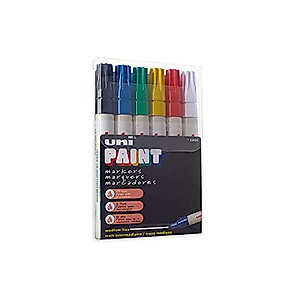 Uni-Paint Oil Based Marker, Medium Point, Assorted Inks,63630, 6/Set