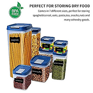Airtight Food Storage Container Set 8 PC with Labels and Marker,BPA Free Plastic Dry Food Canisters for Kitchen Pantry Organization,Suitable for Flour, Sugar and Cereal
