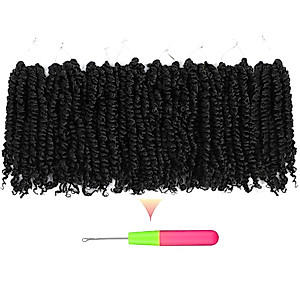 The BOHOBABE Crochet Passion Twist Hair Pretwisted 10 Inch Short Pre-looped Passion Twist Crochet Braiding Hair 8 Packs Natural Black Women Crochet Braids (1B)