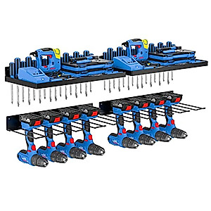 Power Tool Organizer - (4-pack/2 set) Drill Holder Wall Mounted, Utility Power Tool Storage Rack for Drill, Solid Garage Tool Storage Shelves, Separated Tool Rack for Warehouse Workshop Men Father