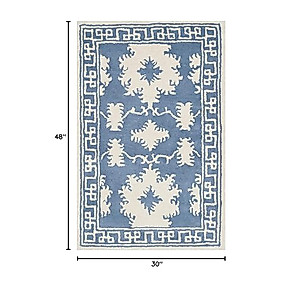 SAFAVIEH Bella Collection 2'6" x 4' Blue/Ivory BEL132A Handmade Premium Wool Accent Rug