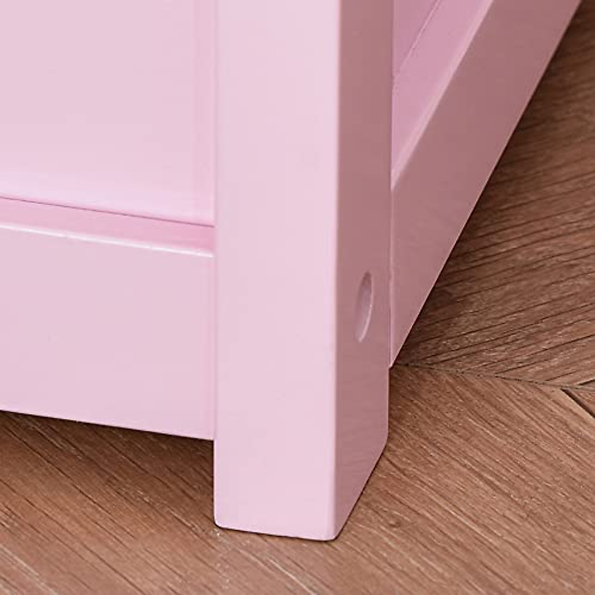 Qaba 2-in-1 Kids Wooden Toy Organizer Chest Storage Box with Seat Bench Cabinet Chunk Cube with Safety Pneumatic Rod Pink