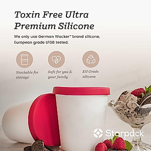 StarPack Ice Cream Containers for Homemade Ice Cream (2 Pcs) - Reusable Ice Cream Storage Containers for Freezer - Leak-Free Ice Cream Containers with Lids (Silicone) - 1 Liter per Ice Cream Container
