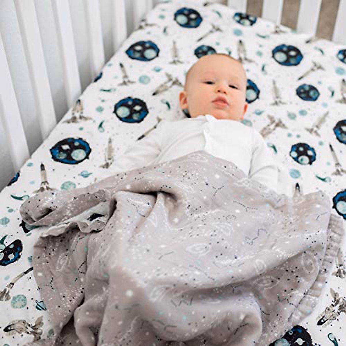 Bebe au Lait Oh So Soft Muslin Super Snuggle Blanket - Space and Galaxy