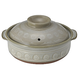 Ginpo Touki 21061 Banko Ware Ginpo Earthenware (Deep Pot) No. 6 for 1 Person Hanamishima, Heat Retention, Made in Japan