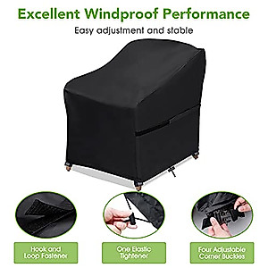 Patio Chair Covers,2 Pack Patio Seat Covers,420D Waterproof and Heavy Duty Lounge Deep Outdoor Seat Covers, Outdoor Lawn Patio Furniture Covers,38inLx31inDx29inH, Black