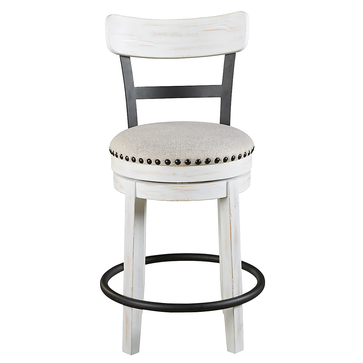 Signature Design by Ashley Valebeck 24" Modern Swivel Counter Height Barstool, Whitewash