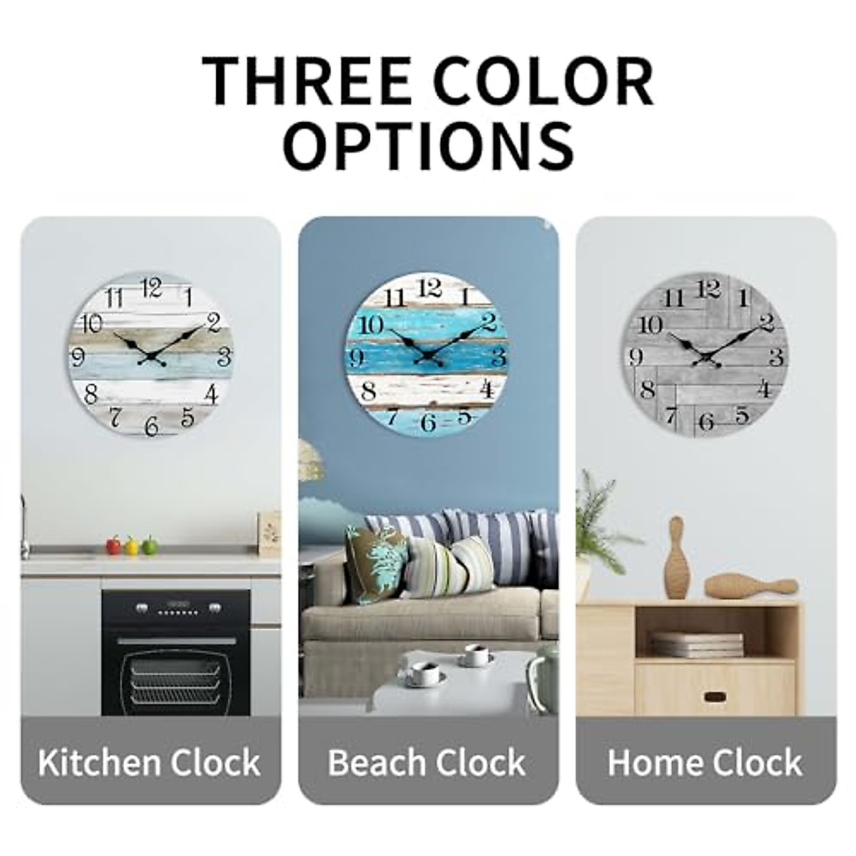 CHYLIN Nautical 14 Inch Wall Clock, Blue Ocean Theme, Silent Sweep Movement, Easy to Read, Good Gift