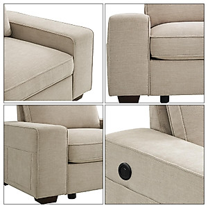 SOPAT Modular Sofa Armrest Module for Modular Sectional Sofa Couch Side Armrest with Comfy Chenille Fabric (Beige)