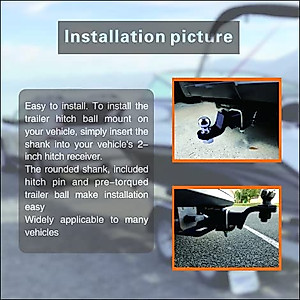 Trailer Hitch Ball Mount Towing Kit with Stabilizer and Silencer Pad Ball Pin Clip fits 2 inch Drop Receiver 6500lbs Class III