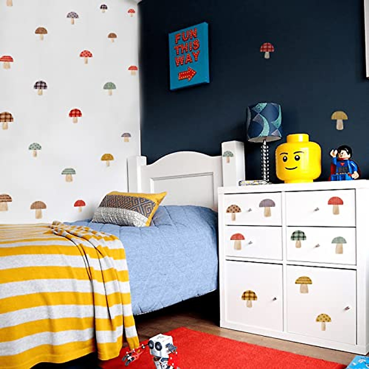 Watercolor Mushroom Decor Retro Room Wall Decals Peel and Stick Vinyl Wall Stickers Room Wall Art Decals for Kids Nursery Baby Room Bedroom Wall Decor