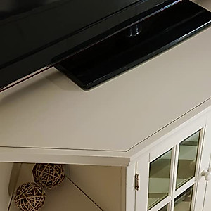 Leick Furniture 85287 Corner Storage Stand with Bookcases, 50-inch TV, White