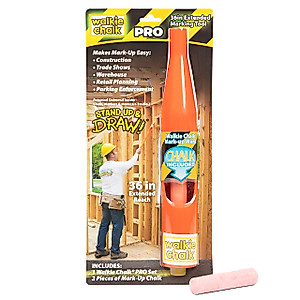 Walkie Chalk PRO Chalk Holder - Stand-Up Chalk Marker Set, 36 Inch Extended Reach, Easy Mark-Ups for Construction Sites, Trade Shows, Warehouses, Retail Planning