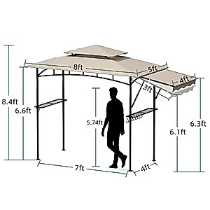 DikaSun Grill Gazebo 11x5 Double Tiered with Extra Shadow BBQ Waterproof Canopy Outdoor Gazebos for Patio, Backyard(Sand)