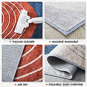 YUFANUHO Faux Wool Contemporary Area Rugs 5x7 Feet, Modern Red Rugs Edgy Non-Slip Foldable Floor Carpet for Bedrooms Decor, 5x7ft Red Abstract Rugs for Livingroom