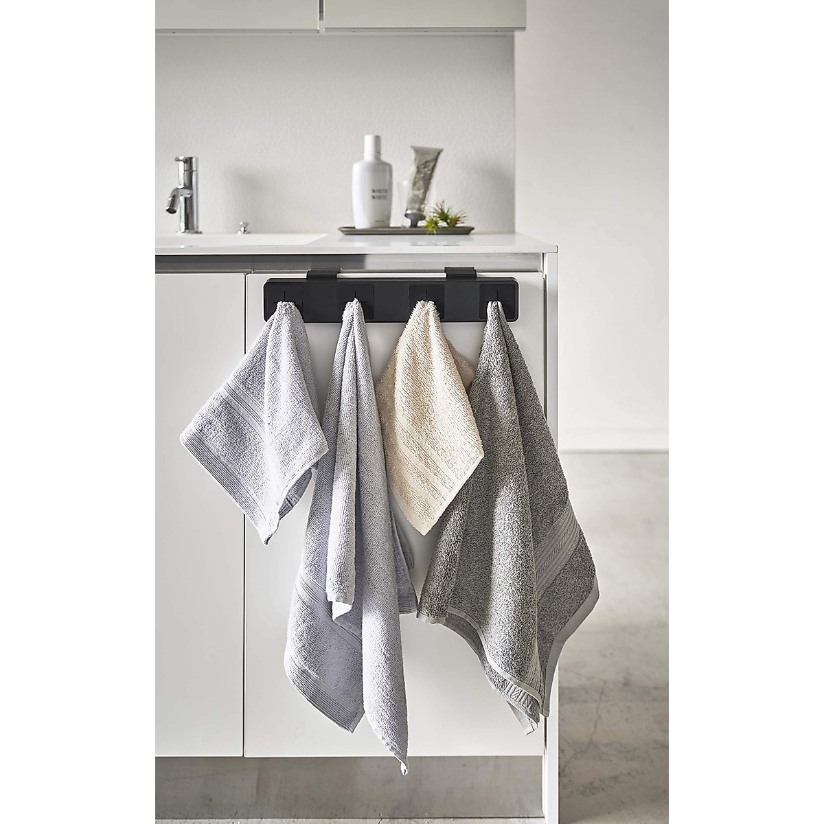 Yamazaki Push Dish Home Self Adhesive Plastic | Towel Holder, One Size, Black