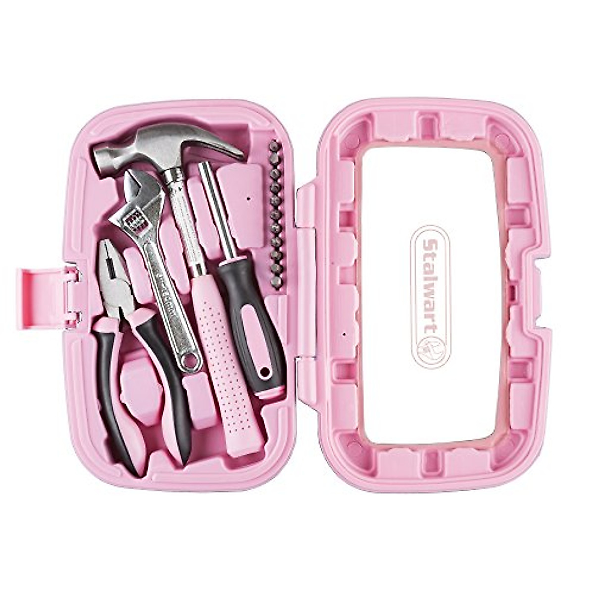 Stalwart 75-HT2015 Hand Tools, Pink Tool Set - 15 Piece by Stalwart, Set Includes – Hammer, Wrench, Screwdriver, Pliers (Tool Kit for the Home, Office, or Car)