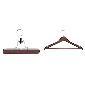 Amazon Basics Wooden Pants Hangers - Cherry, 20-Pack & Amazon Basics Wood Suit Clothes Hangers - Cherry, 20-Pack