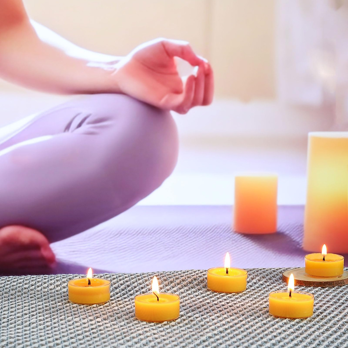 Capaniel 36 Packs Beeswax Tealight Candles- 4 Hour Burn Time Pure Beeswax Candles- Burn Evenly and Clean- Beeswax Candles Bulk Smokeless Beeswax Tea Lights for Relaxing Air Purification