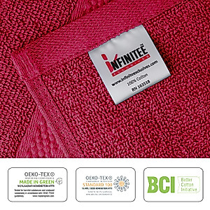 Infinitee Xclusives Bundle of Red Kitchen Towels Pack of 6 with Hand Towels Pack of 6 16x28 Inches