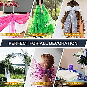 Fuchsia Organza Tulle Fabric Rolls, Crystal Organza 12" by 50 Yards (150 ft) Sheer Nylon Silky Shiny Netting Spool Bolt for DIY Craft Table Runner Wedding Baby Shower Party Decor (Fuchsia)