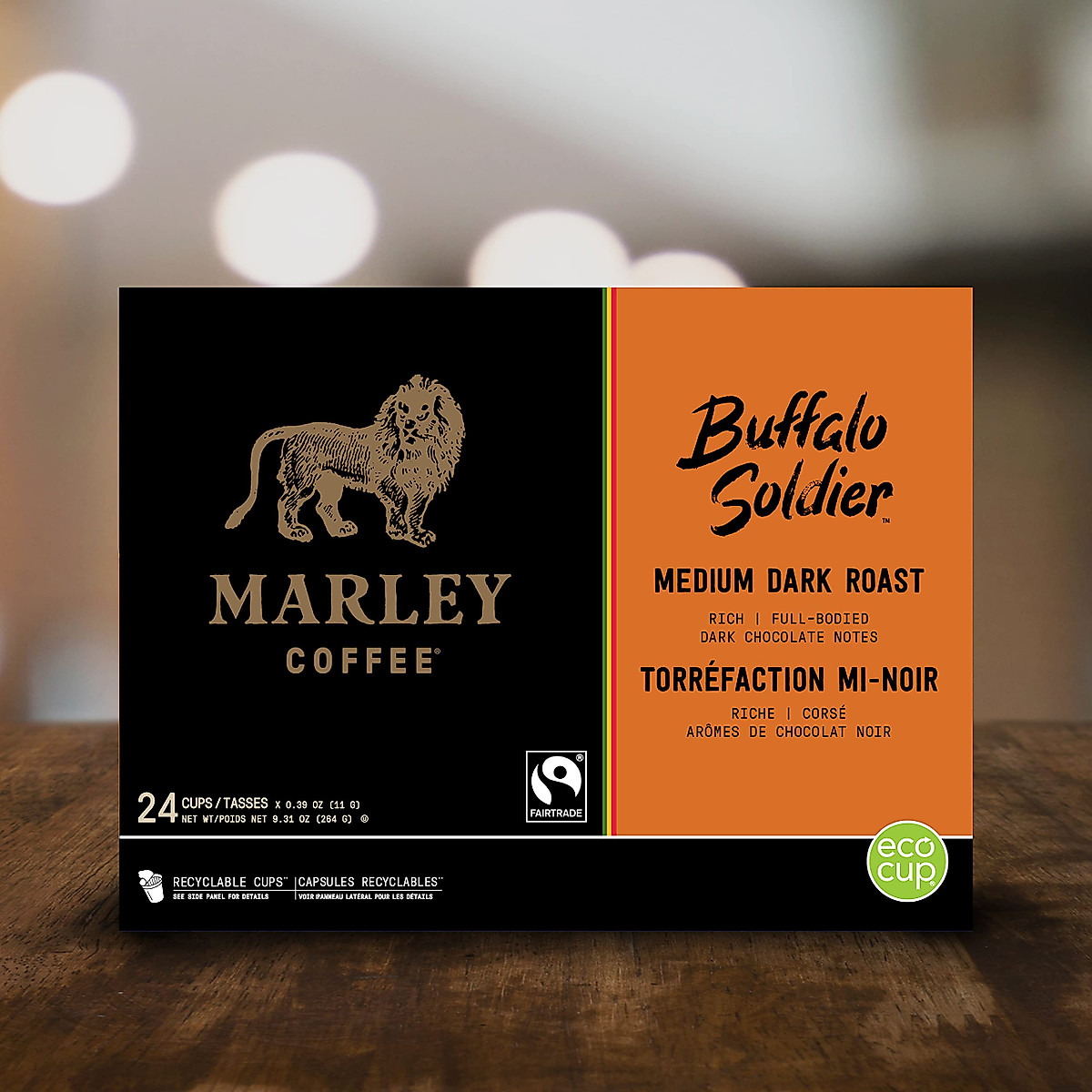 Marley Coffee Buffalo Soldier, Fairtrade Certified, Medium-Dark Roast Coffee, Keurig K-Cup Brewer Compatible Pods, 24 Count