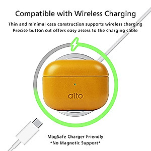 Alto Case for AirPods Pro 2 with Keychain, Italian Leather Case Cover Compatible AirPods Pro 2nd Generation 2022 Women Men Protective Hard Shell Supports Wireless Charging Front LED Visible (Brown)