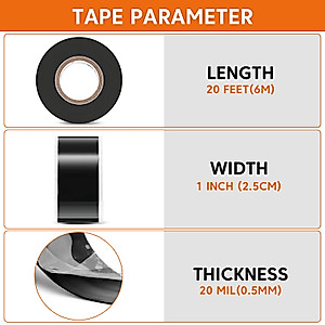 20FT Self-Fusing Silicone Tape Heavy Duty Waterproof Tape for Leaks Silicone Tape Plumbing Leak Repair Electrical Tape Insulation Tape for Heavy Duty Hose Leak, Cable Winding Insulating, Handle Wrap