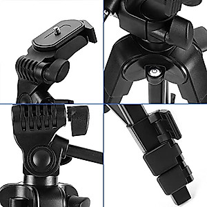 teefeet Phone Tripod, 54 inch Light Travel Tripod, with Mobile Phone Holder Adapter/Remote Shutter/Carry Bag for Selfie, Suitable for Video, Live Broadcast, Video Blog, Tiktok (Black)