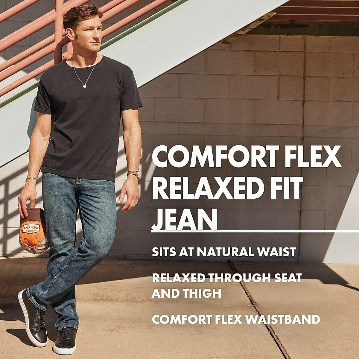 Wrangler Authentics Men's Big & Tall Comfort Flex Waist Relaxed Fit Jean, Carbon, 46W x 30L