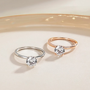 EAMTI 1.5CT 925 Sterling Silver Engagement Rings Round Cut Solitaire Cubic Zirconia CZ Wedding Promise Rings for Her Wedding Bands for Women Size 6