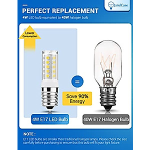 JandCase Microwave Light Bulbs Under Hood, Ceramic E17 LED Bulbs 40 Watt Equivalent, Daylight White 6000K Appliance Bulbs for Refrigerator,Microwave, Oven, Stove Hood, Non-Dimmable, 2Pack
