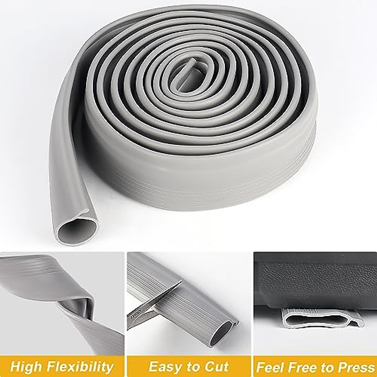 Garage Door Seals Bottom Rubber Weather Stripping, P-Bulb Garage Door Bottom Weather Seal Suitable for Weatherproof, Replacement Overhead Doors (20FT, Grey)