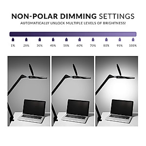 Neatfi Elite XL HD Bifocals Super LED Magnifying Lamp with Clamp, Glass Lens, 6500K, Glare-Free, Nonpolar Dimming (6 Inch Lens, Black)