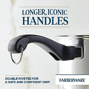 Farberware Classic Traditions Stainless Steel Cookware Induction Pots and Pans Set with Prestige Cooking Utensils, 12 Piece - Stainless Steel