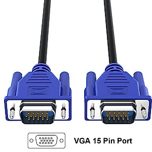 VGA Cable 5 Feet 5-Pack, Male VGA to VGA Male Monitor Computer Cable Adapter Cord HD15 1080P Full HD High Resolutionfor TV Computer Projector-Blue
