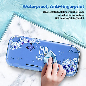 DLseego Purple Butterfly Flower Floral Switch Lite Protective Case Clear 2-Piece Split Full Wrap PC Hard Shell Anti-Scratch All-Round Protection Cover for Switch 2019 Model