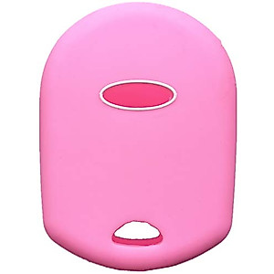 RUNZUIE Silicone Keyless Entry Remote Key Fob Cover Shell Compatible Fit for Ford Escape Explorer Mustang Transit Fusion Focus Lincoln Zephyr Mercury Grand Marquis Pink 4 Buttons