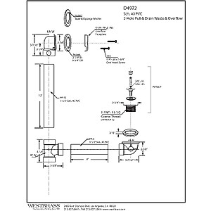 Westbrass D4972-12-62 1-1/2" Bath Waste & Overflow Assembly with Pull Drain Stopper and Two-Hole Faceplate Top Elbow - SCH. 40 PVC, Matte Black (12-Pack)