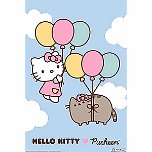 Hello Kitty Pusheen The Cat - Poster (Balloons) (Size: 24" x 36")