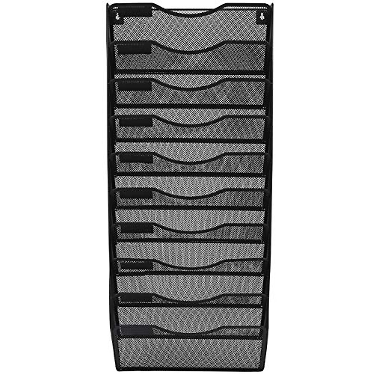 EasyPAG 10 Tier Wall File Organizer Office Mesh Metal Hanging File Folder Holder Magazine Rack, Black
