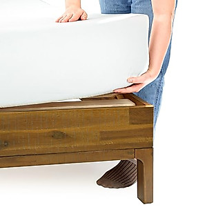 Bme Ethan Solid Wood King Bed Frame with Diamond Headboard - Rustic & Mid-century Modern - Acacia Wood Platform Bed - Compatible with All Mattresses - No Box Spring Needed - Rustic Dark Brown