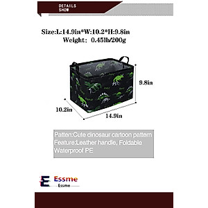 Essme Rectangular Dinosaur Basket,Dinosaur Bins for Boys with Handles for Boys Room Decor,Kids Basket for Kids,Gift Basket.(dinosaur decor)