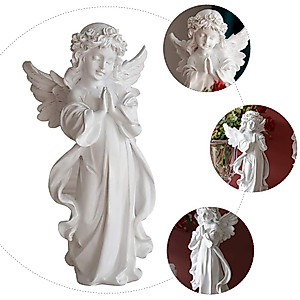BESTOYARD 1 Pc Angel Ornaments European Ornaments Figurines De Bautizo para Niño Dining Room Table Decor Desktop Adornment House Ornaments Little Girl Statue Resin White Delicate Baby Model