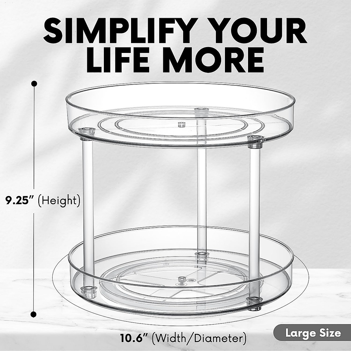 Clear Lazy Susan Organizer, Rotating Kitchen Pantry Organization and Storage, Medicine Cabinet Organizer, Lazy Susan Turntable Organizer for Cabinets, Bathroom, Refrigerator, Dresser, Spice Organizer