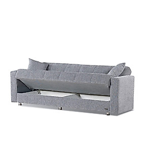 Beyan Signature Empire Furniture USA Niagara Collection Convertible Sofa Bed with Storage Space, Includes 2 Pillows, Gray